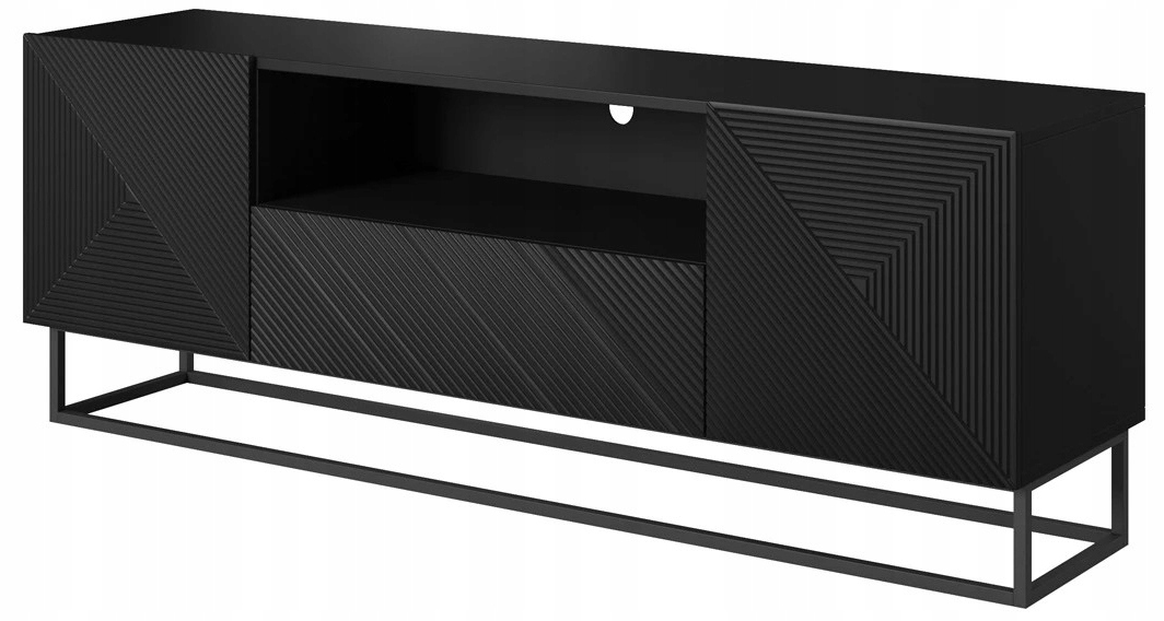 STOLIK POD TV Szafka RTV Loft do salonu NOWOCZESNA CZARNY MAT 170 CM ...
