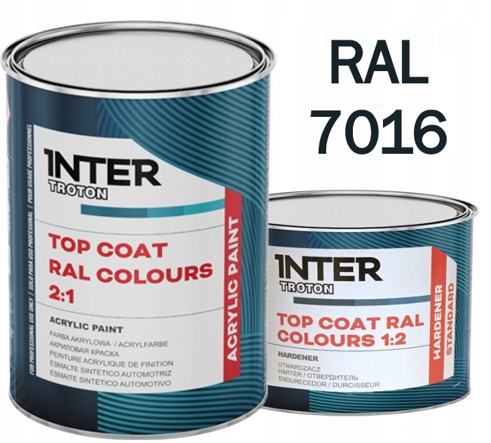 Inter Troton. Top Coat Lakier akrylowy utw. ciemno szary RAL 7016 1 L ...