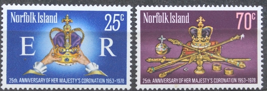 ANGLIA - NORFOLK ISLAND - 1978 - 25 ROCZNICA KORONACJI KRÓLOWEJ ...