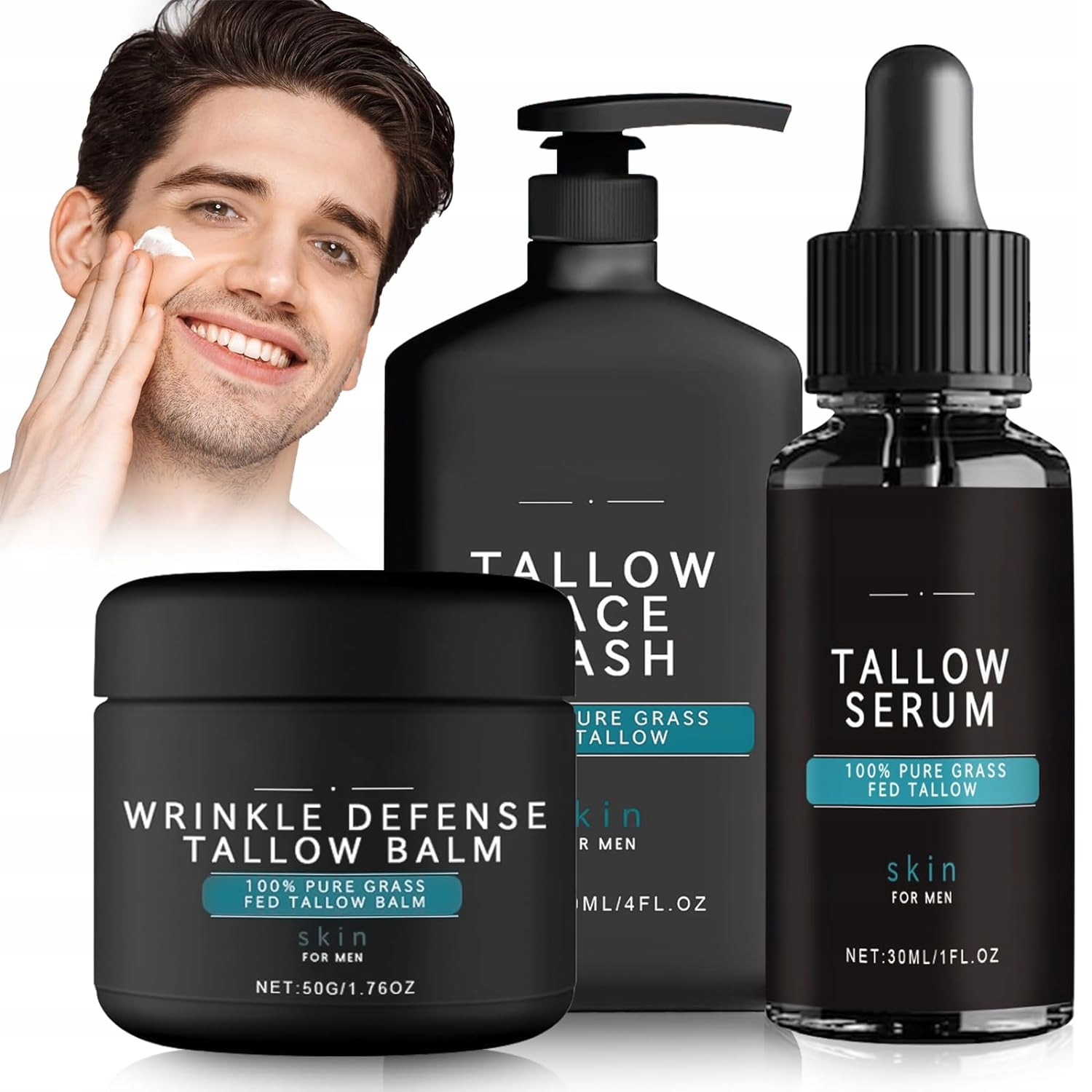Wrinkle Defense Tallow Balm, 3 In 1 Mans Skincare Kit, Tallow Serum ... Wrinkle Defense Tallow Balm, 3 In 1 Mans Skincare Kit, Tallow Serum ...