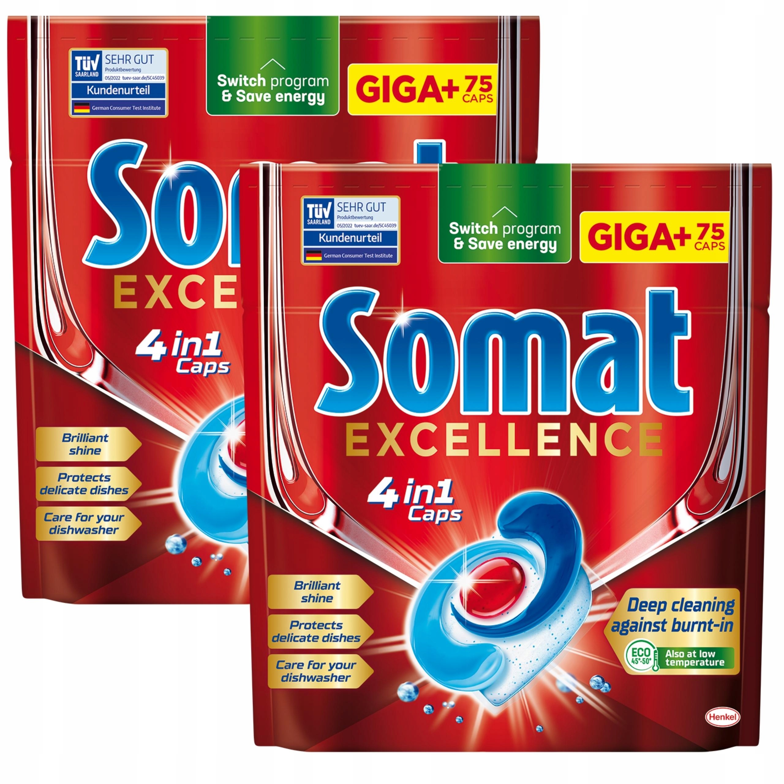 Somat Excellence 4w1 Kapsułki do zmywarki 2x75 szt. (9000101575941 ...