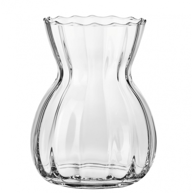 WAZON SZKLANY RYFLOWANY ROZCHYLANY NA KWIATY KROSNO 19 CM ...