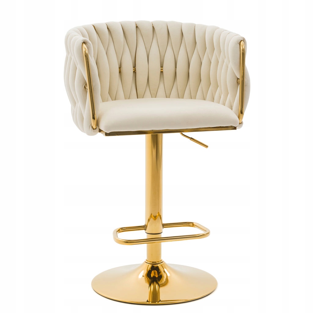 Hoker Welur ROSA GOLD Beżowy/Złoty Przeplatane Oparcie Do Wyspy Kuchni ...