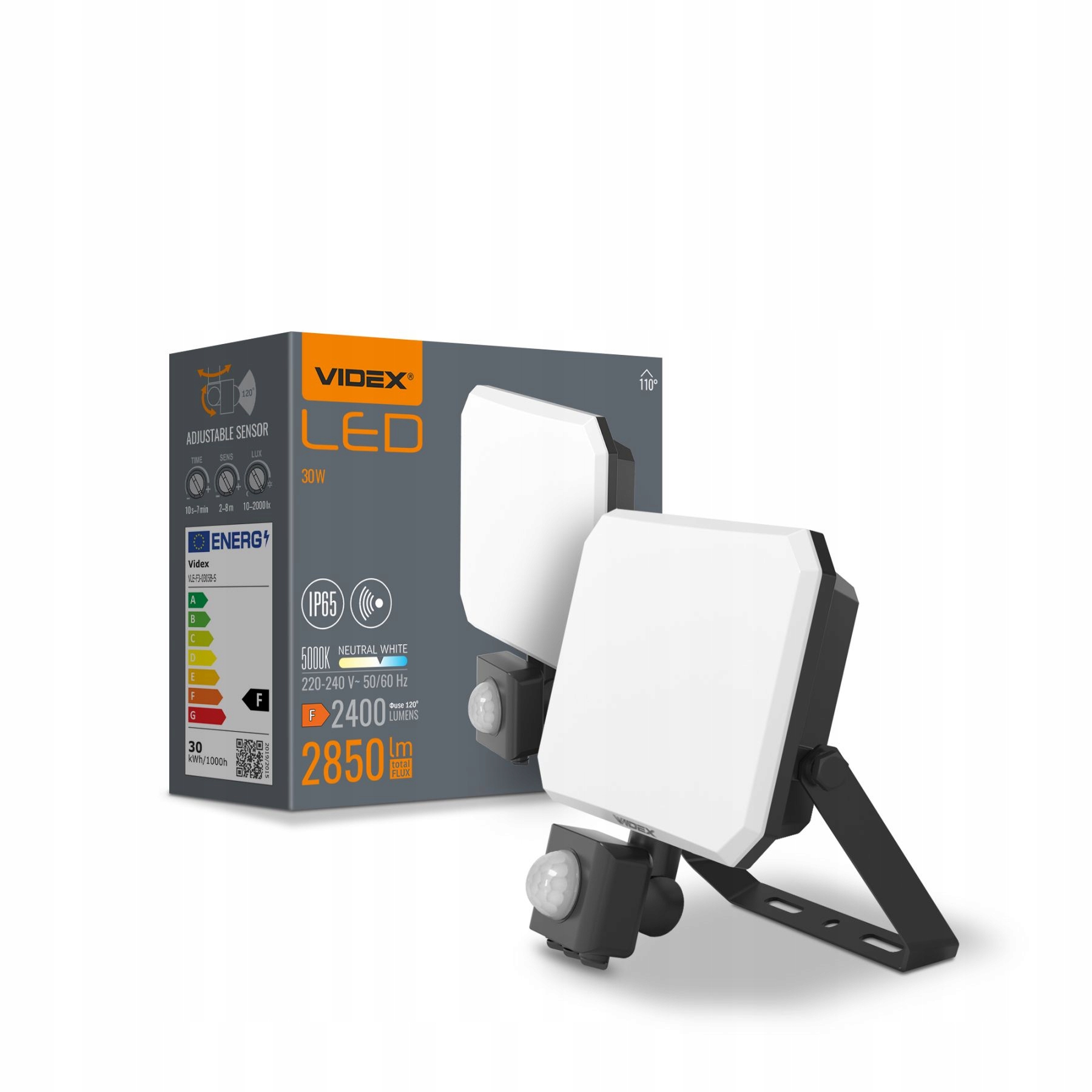 Naświetlacz LED LAMPA REFLEKTOR 30W 2850lm 5000K Czujnik Ruchu Halogen ...