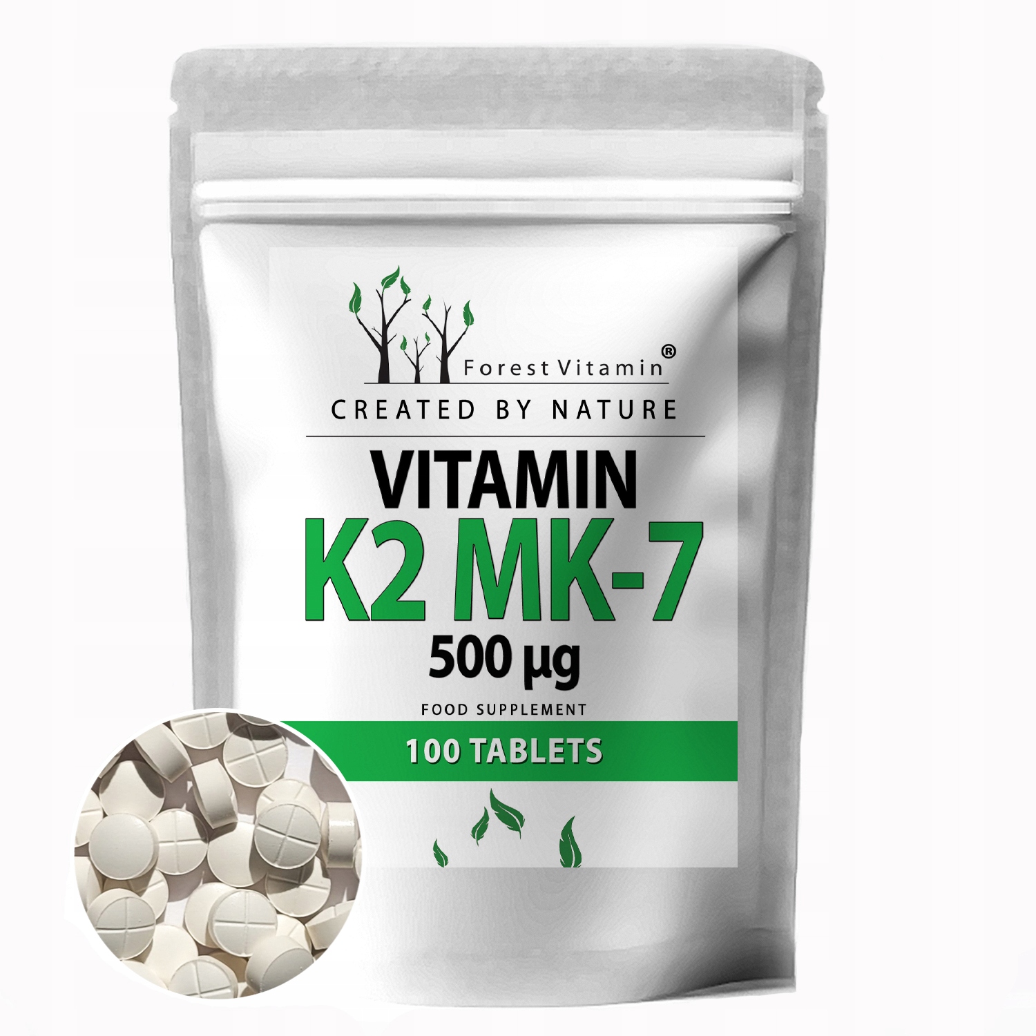 FOREST WITAMINA K2 MK-7 500mcg 100 tab NATURALNA Z NATTO MOCNA NA KOŚCI (5907628978443) • Cena ...
