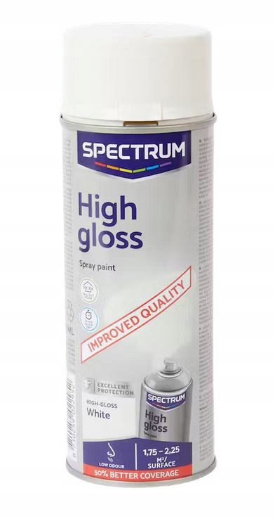 Farba w sprayu Spectrum High Gloss biała 400 ml • Cena, Opinie - Allegro