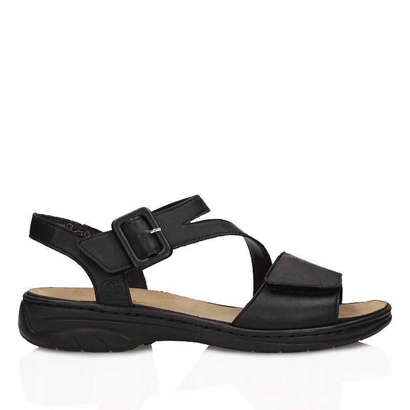 Modne wygodne sandały damskie Rieker 64561-00 czarne na rzep • Cena ...