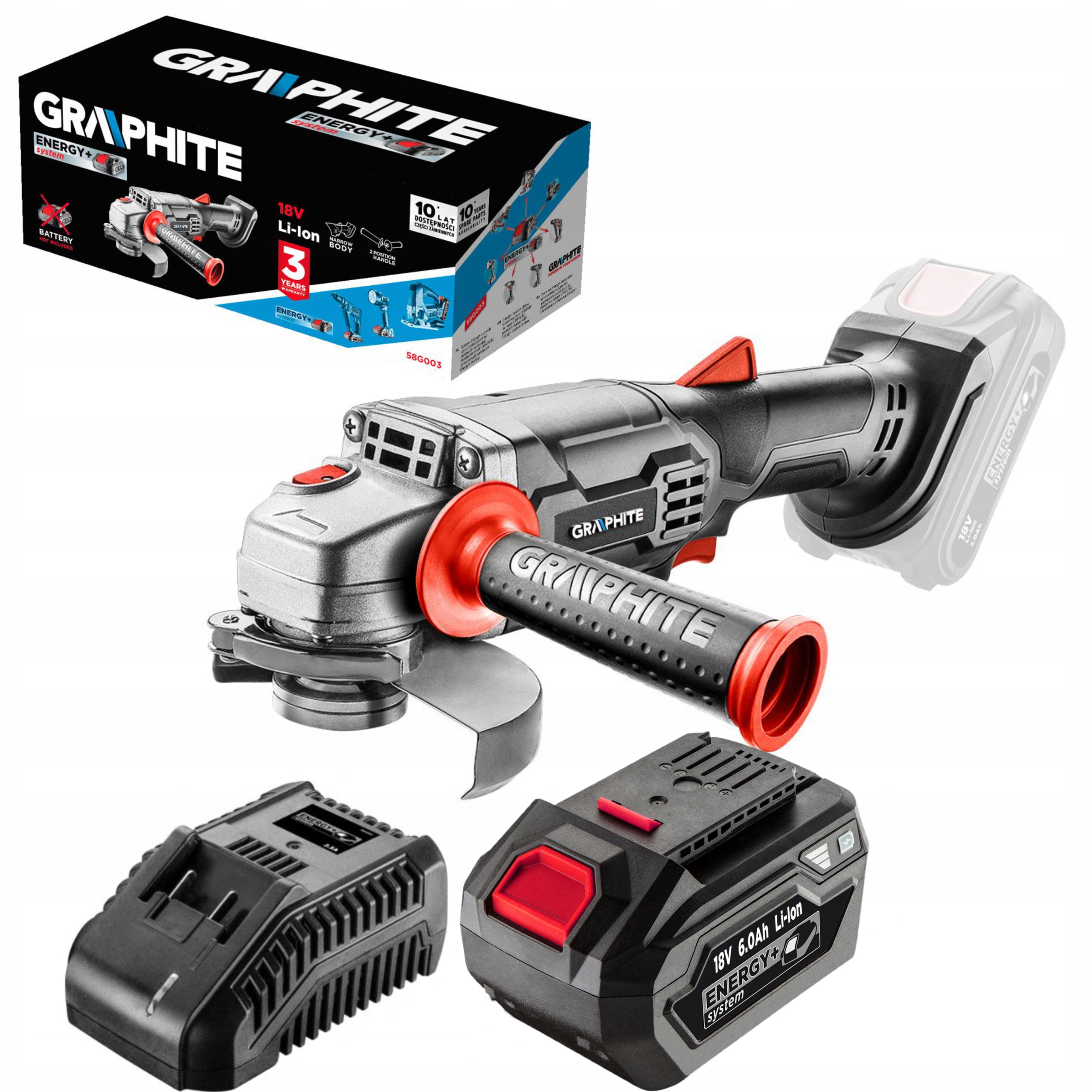 SZLIFIERKA KĄTOWA AKUMULATOROWA 18V +6Ah GRAPHITE (5902062035318) • Cena, Opinie • Szlifierki ...