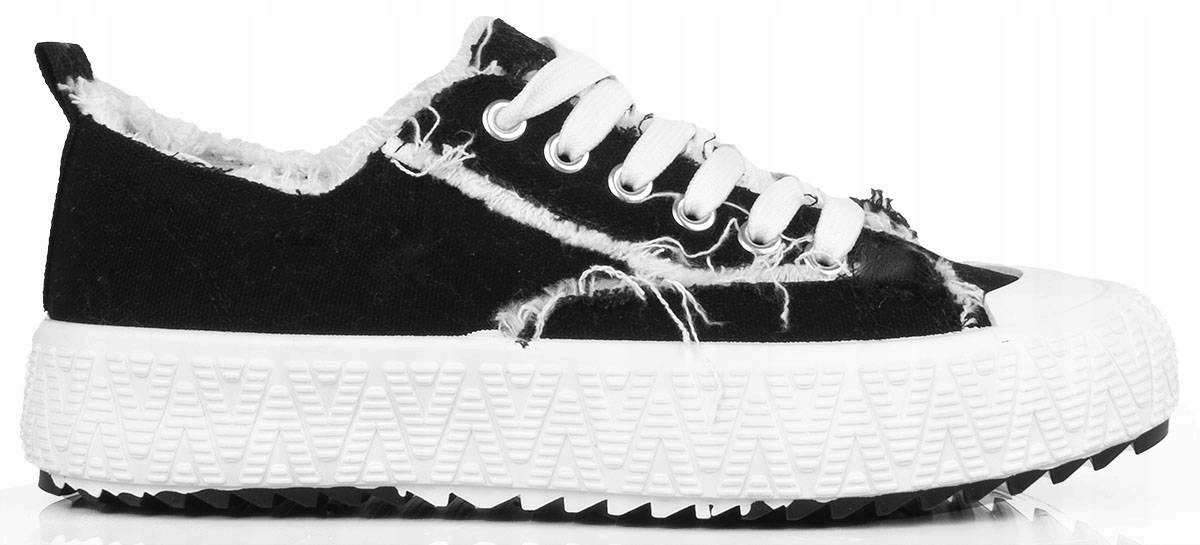 CZARNE TRAMPKI PLATFORMA TENISÓWKI 41 • Cena, Opinie - Allegro