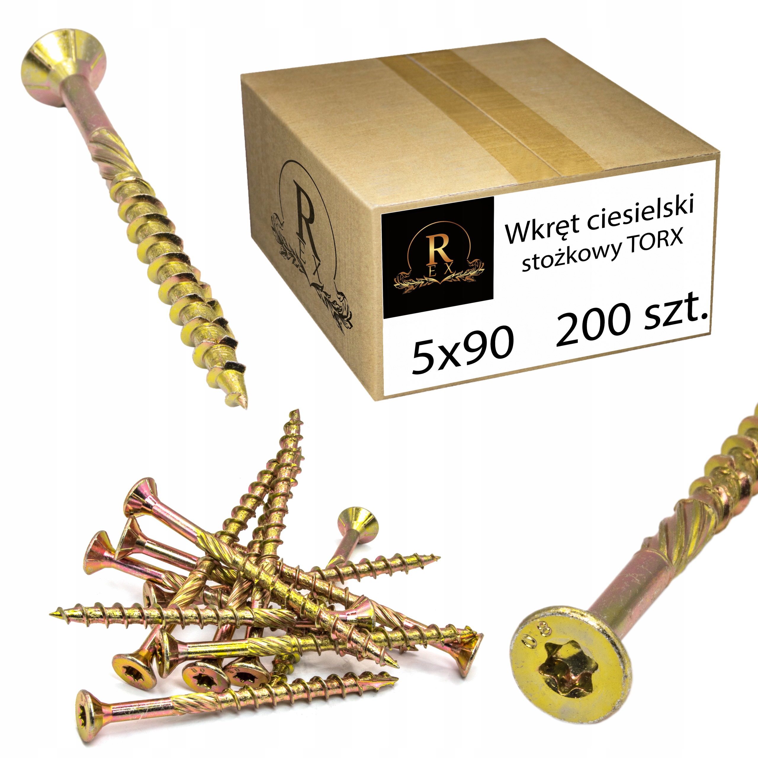 Wkręty do drewna REX 5 x 90 mm 200 szt. • Cena, Opinie • Gwoździe, wkręty, śruby, kołki ...