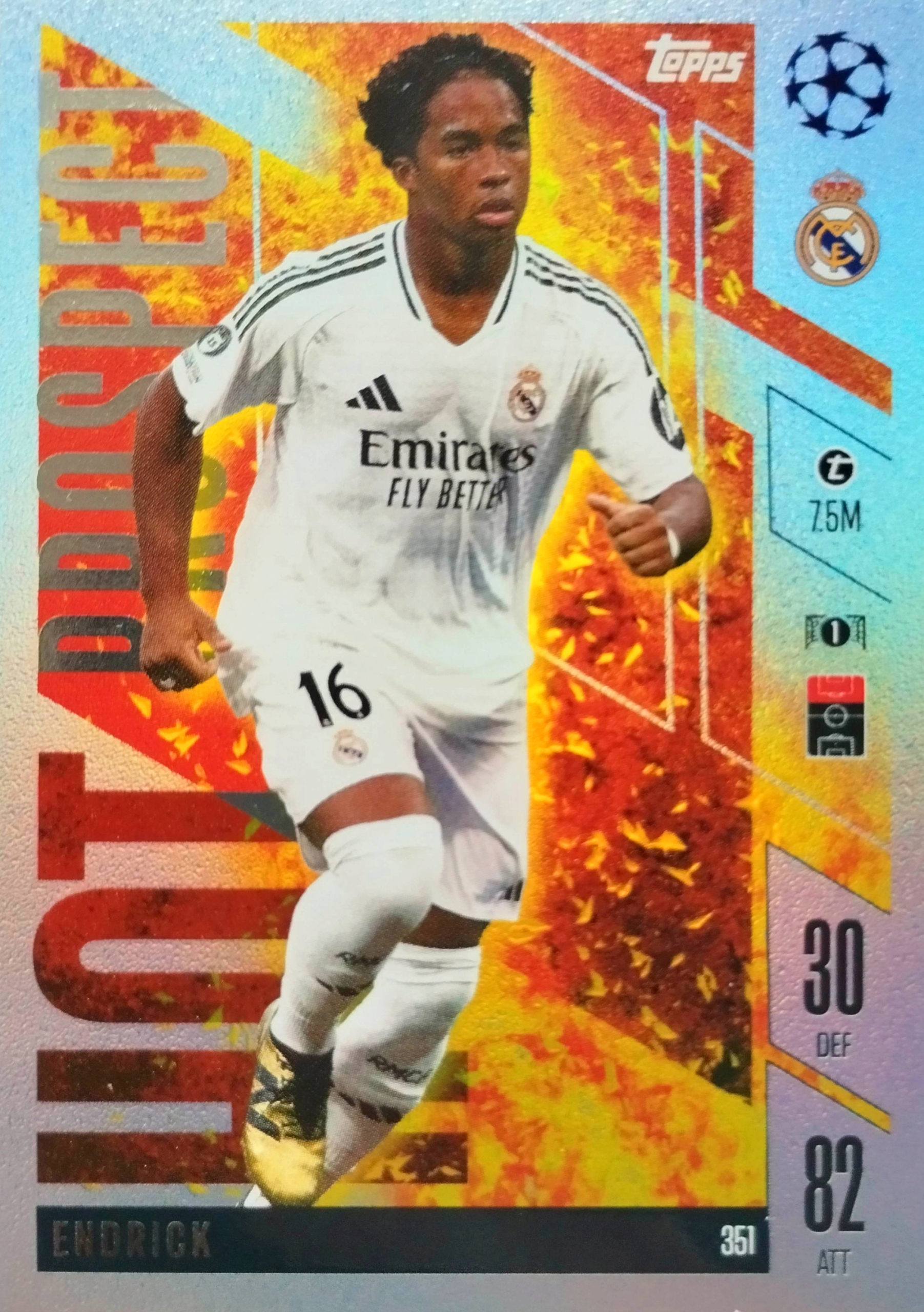 TOPPS MATCH ATTAX EXTRA 2024/25 2025 HOT PROSPECT 351 ENDRICK REAL ...