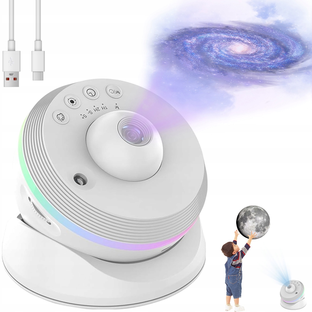 3D projektor lampička galaxie – 13 disků, efekt noční oblohy, USB, do ...