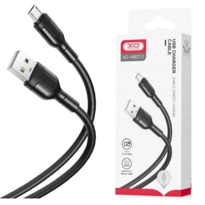 Kabel USB - microUSB typ B XO 1 m czarny - Sklep, Opinie, Cena w Allegro.pl