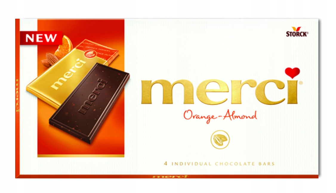 MERCI Czekolada pomarańcza migdał 100 g (4014400925265) • Cena, Opinie ...