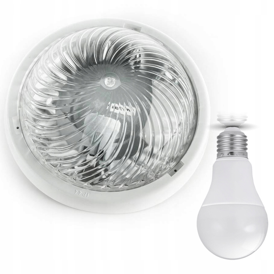 OPRAWA Warsztatowa LAMPA GARAŻ PLAFON IP44 + Żarówka LED barwa ...