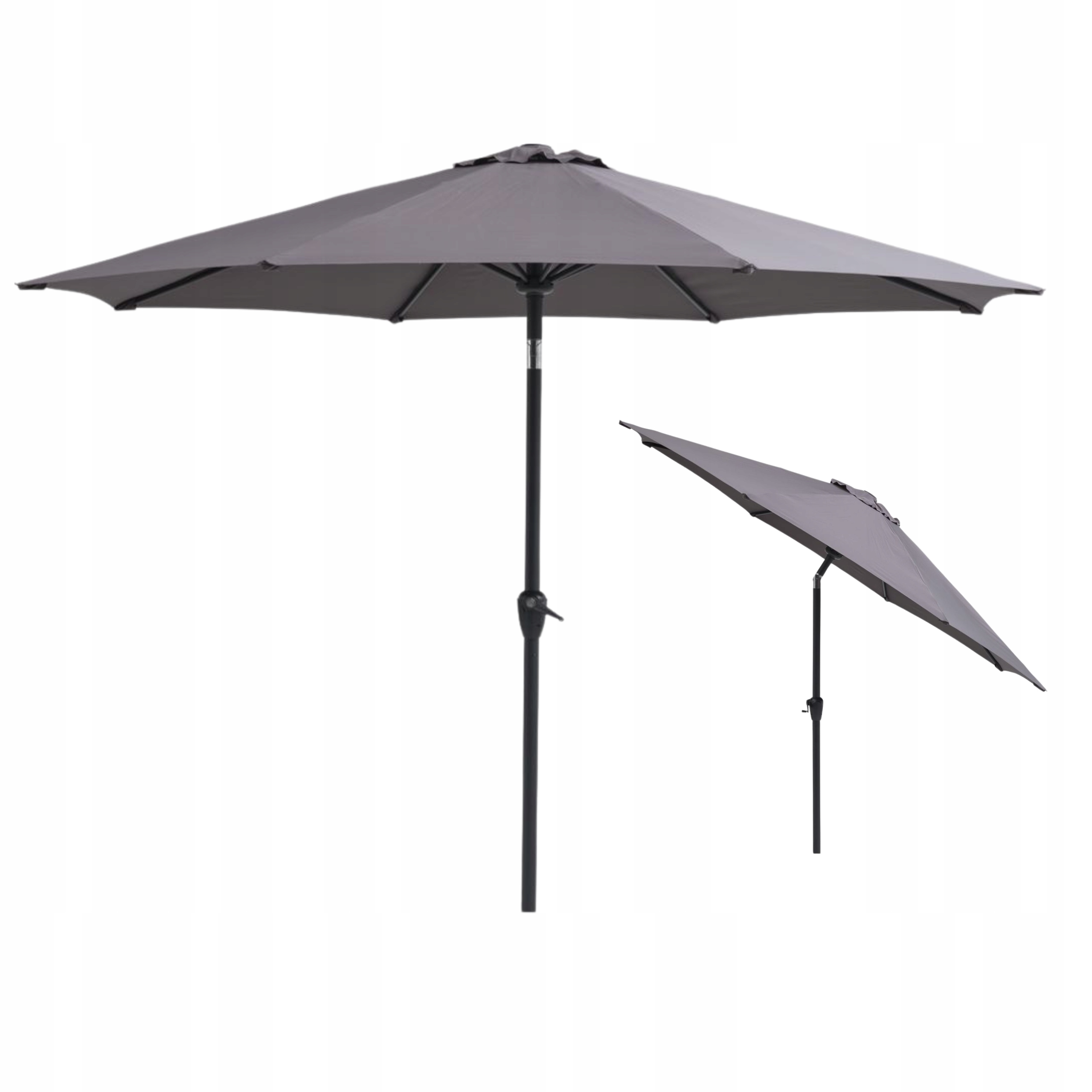 Parasol Ogrodowy Solidny Regulowany Tarasowy Składany Balkon Szary ...