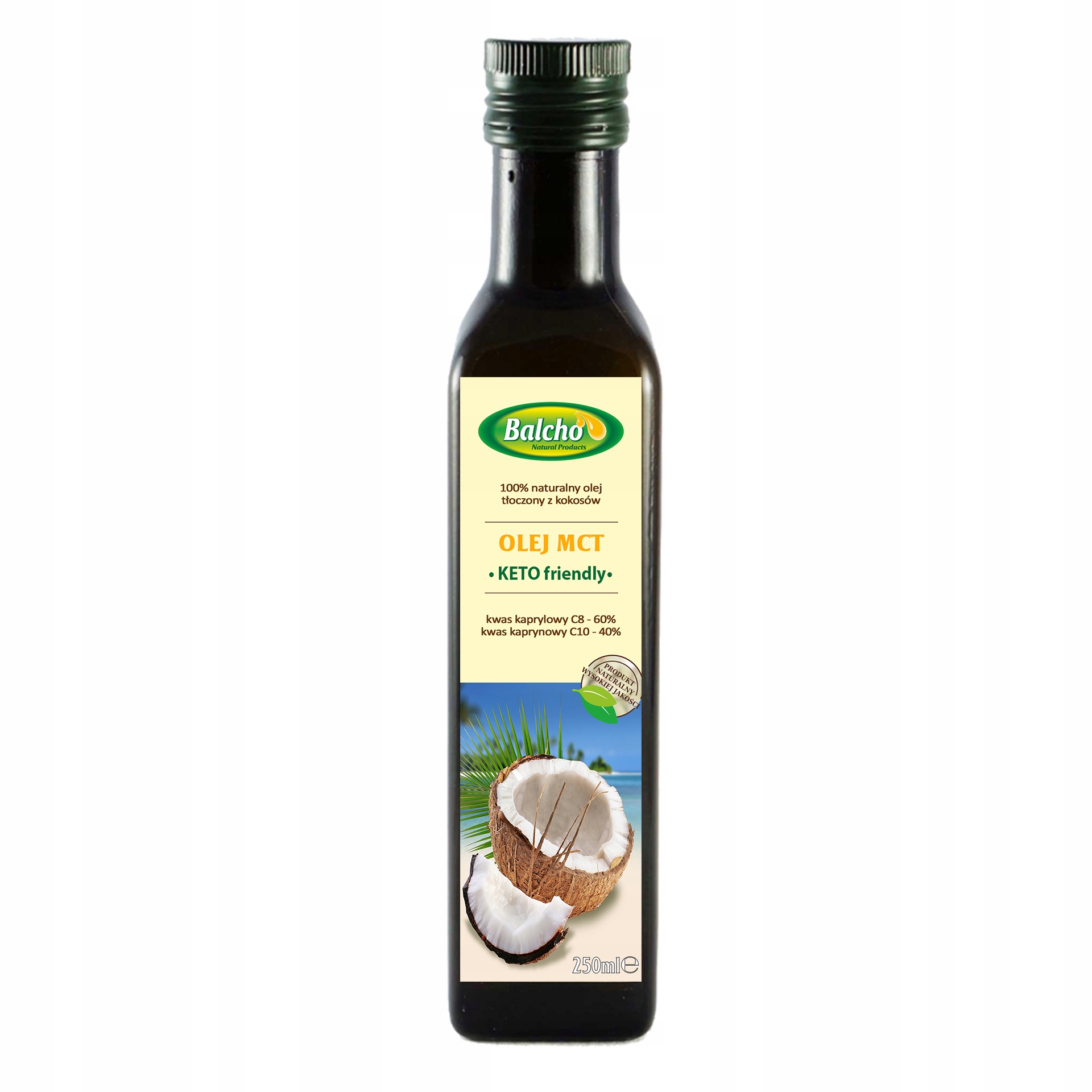 ŚWIEŻY OLEJ MCT BALCHO 250ml z kokosa KETO C8+C10 TŁOCZONY NA ZIMNO ... ŚWIEŻY OLEJ MCT BALCHO 250ml z kokosa KETO C8+C10 TŁOCZONY NA ZIMNO ...
