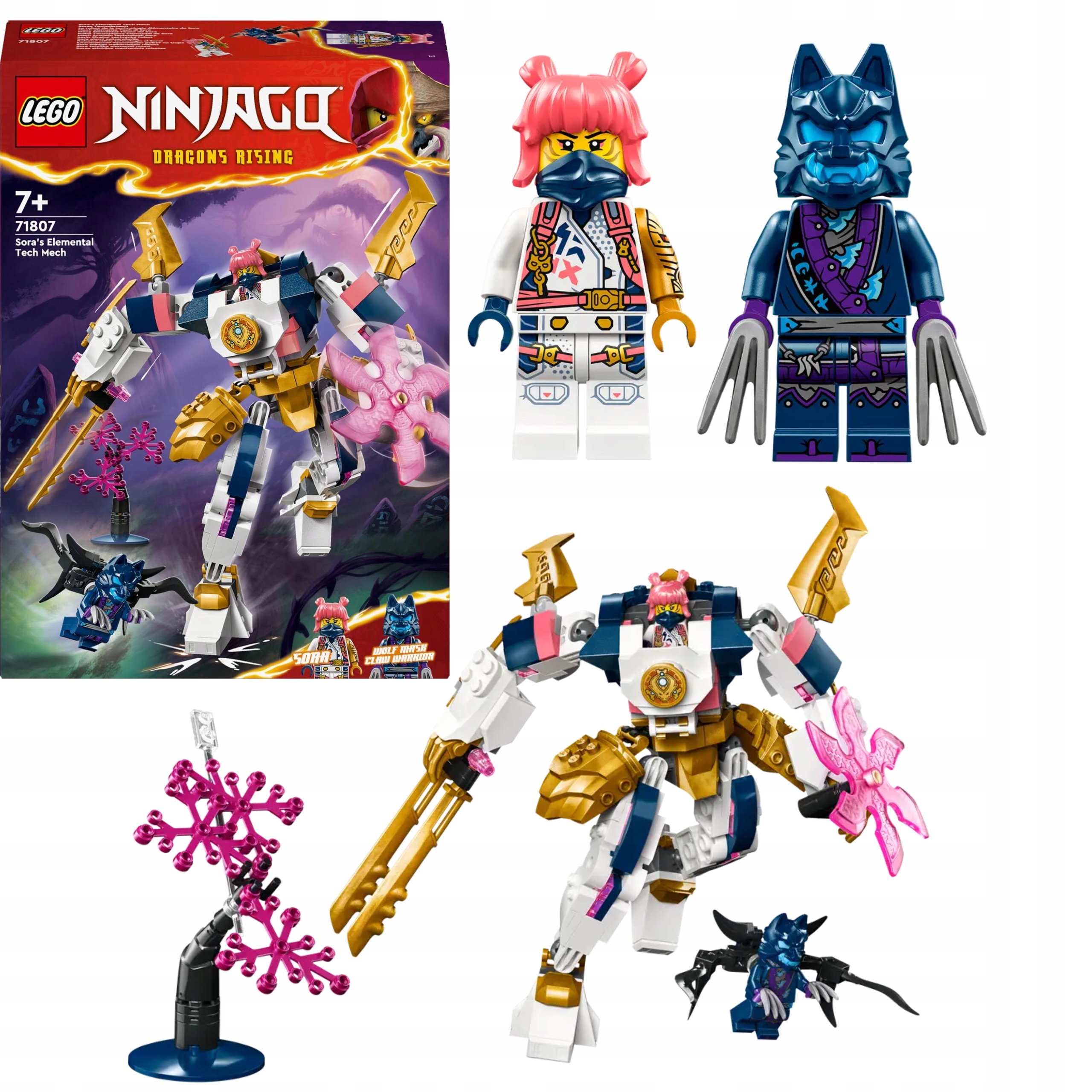 LEGO NINJAGO 71807 MECH ŻYWIOŁU TECHNOLOGII SORY SORA I WOJOWNIK ...