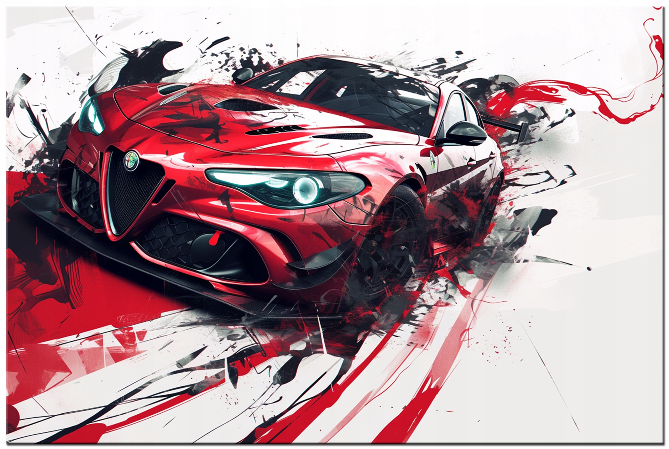 Obraz na płótnie Samochód Sportowy Alfa Romeo Grafika Auto 120cm x 80cm ...