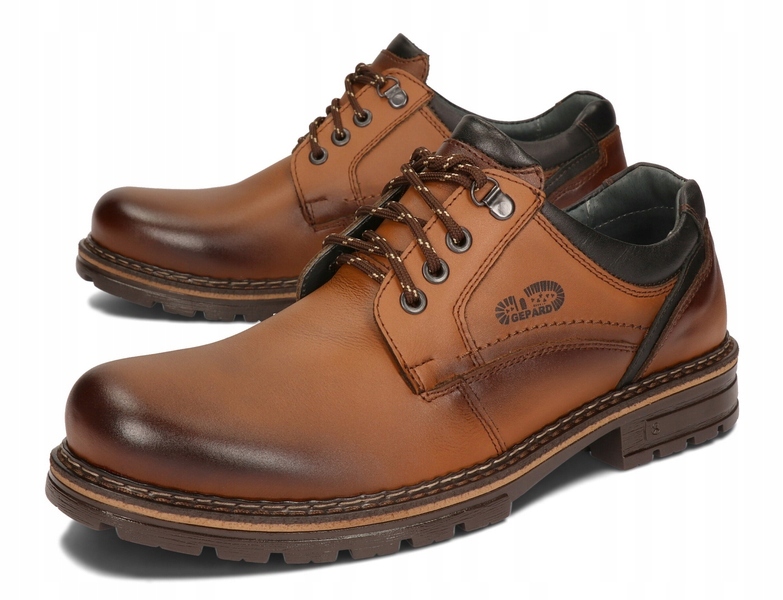 Buty Męskie Obuwie Trekkingowe Półbuty Skóra Naturalna 010/BRL Rudy 42 ...