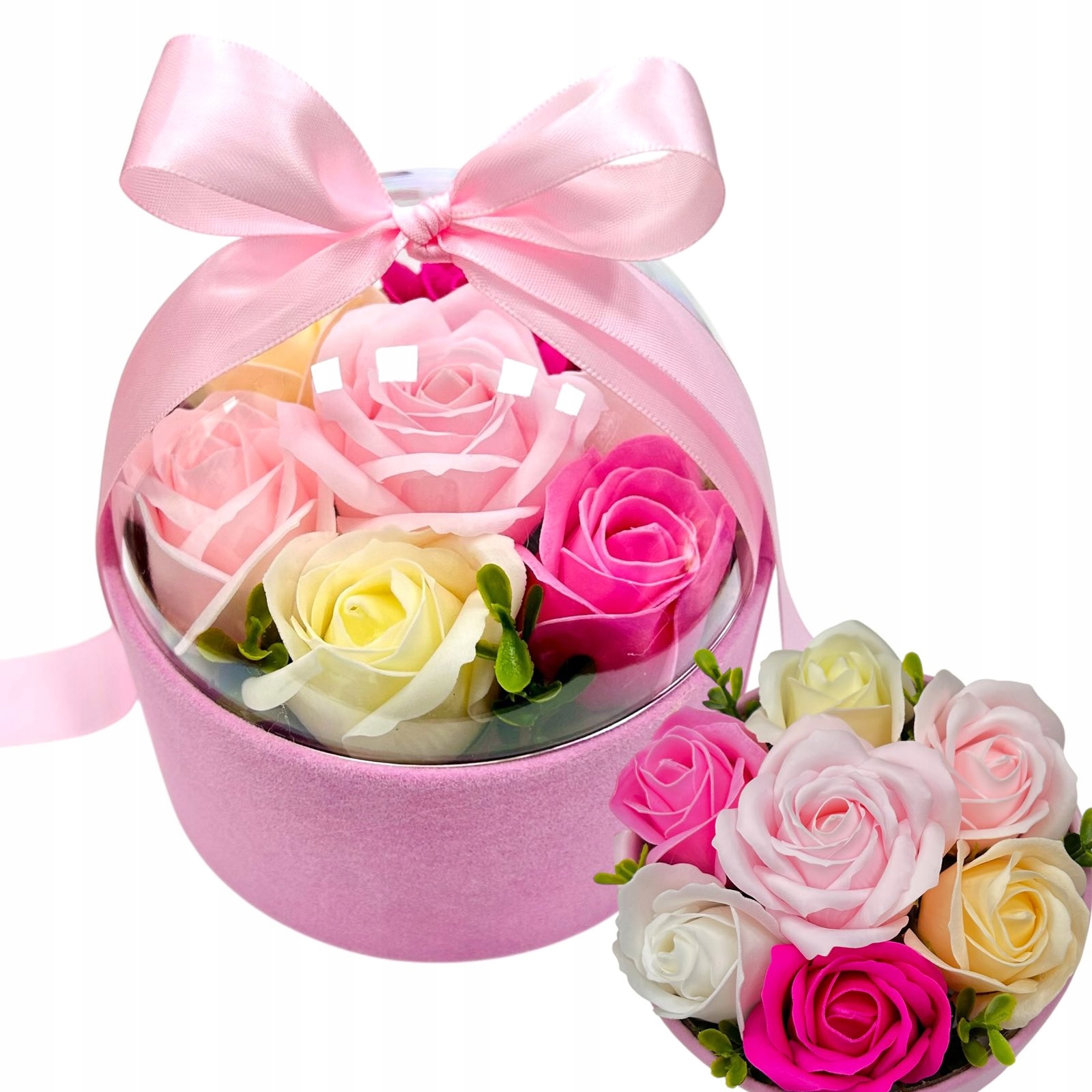 FLOWERBOX Z KWIATAMI MYDLANYMI PREZENT PUDEŁKO UPOMINEK FLOWER BOX RÓŻE ...