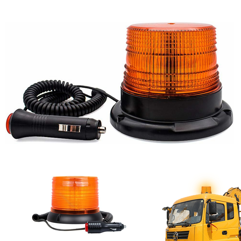 ORANŽOVÁ VÝSTRAŽNÁ LED LAMPA 12 DIOD 360° MAGNETICKÁ PRO VOZIDLA ...