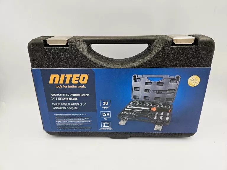 NITEO PRECYZYJNY KLUCZ DYNAMOMETRYCZNY 1/4" Z ZESTAWEM NASADEK WALIZKA ...