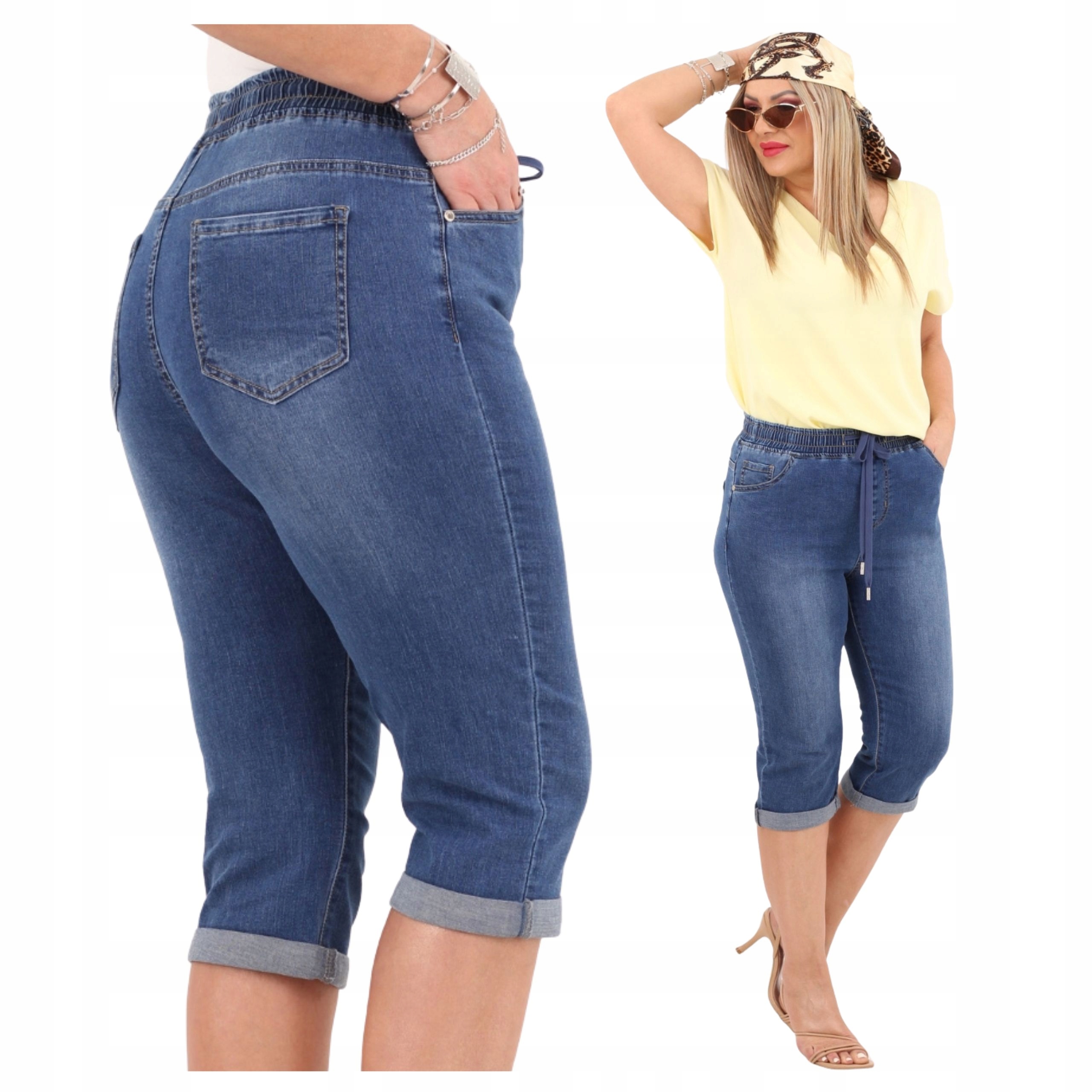 FEMIMODA na lato spodenki do pracy 3/4 przewiewne wygodne jeansy ...