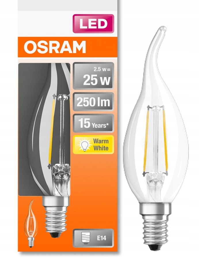 Żarówka LED płomyk 2.5W E14 2700K 250lm Osram (4058075436640) • Cena, Opinie • Źródła światła ...