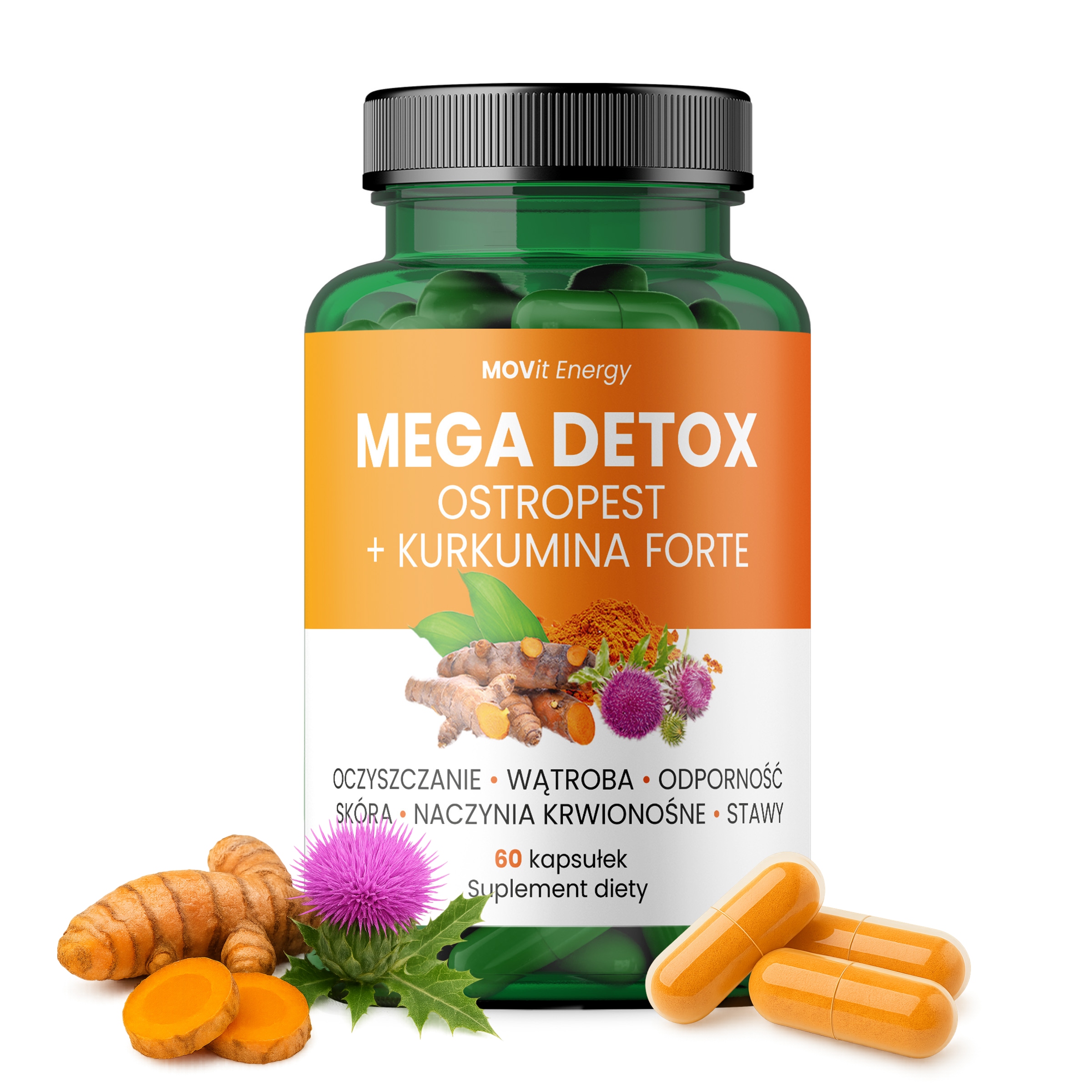 MOVit Mega Detox Ostropest + Kurkumina FORTE (8594202107060) • Cena, Opinie • Oczyszczanie ...