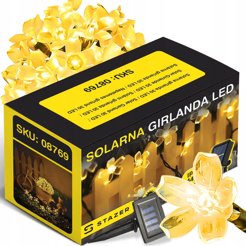 LAMPKI ŚWIATEŁKA SOLARNE OGRODOWE GIRLANDA KULE NA TARAS BALKON 30 LED (5903933561653) • Cena ...
