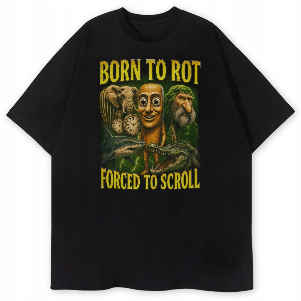 Tričko Born To Rot Forced to Scroll Tung Sahur BRAINROT Tik Tok 2XL ...