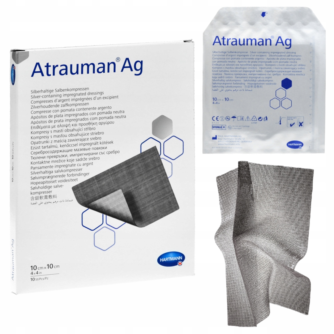 Atrauman Ag OPATRUNEK ZE SREBREM NA RANY OPARZENIA HARTMANN 10x10cm 10 ...