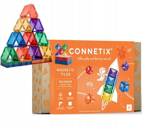 Klocki magnetyczne Rainbow Square Pack 42 Connetix kwadraty ...
