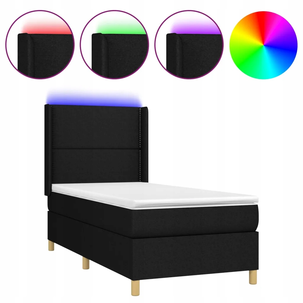 Kontinentální postel s LED 203x83 černá za 9999.00CZK - Allegro