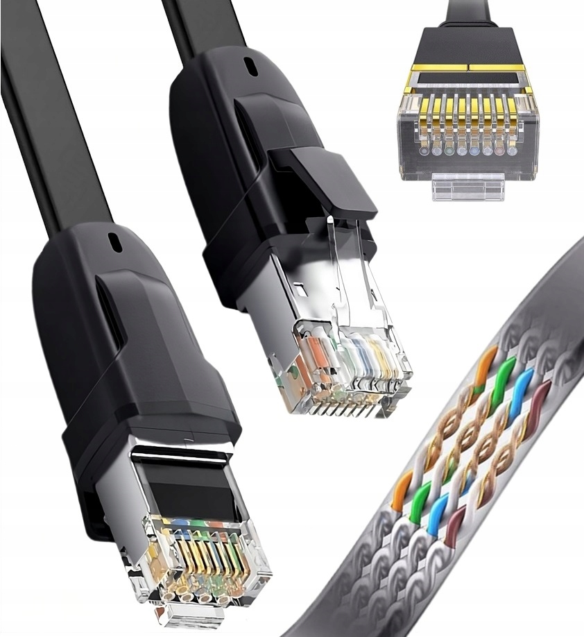Kabel sieciowy płaski 2m CAT 8 ethernet do internetu telewizora LAN RJ45 - Sklep, Opinie, Cena w ...