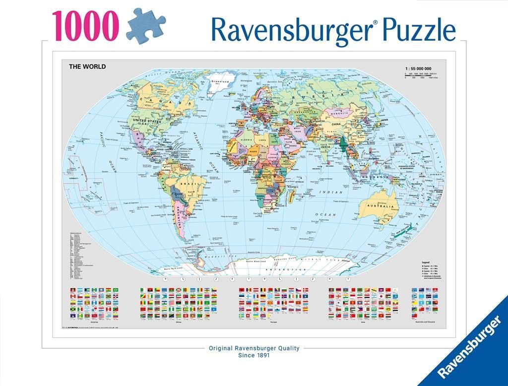 Ravensburger Puzzle Politická Mapa Sveta 1000 Dielikov - nízka cena na ...
