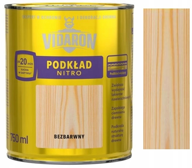 VIDARON LAKIER PODKŁADOWY NITRO PODKŁAD DO DREWNA BEZBARWNY 0.75L ...