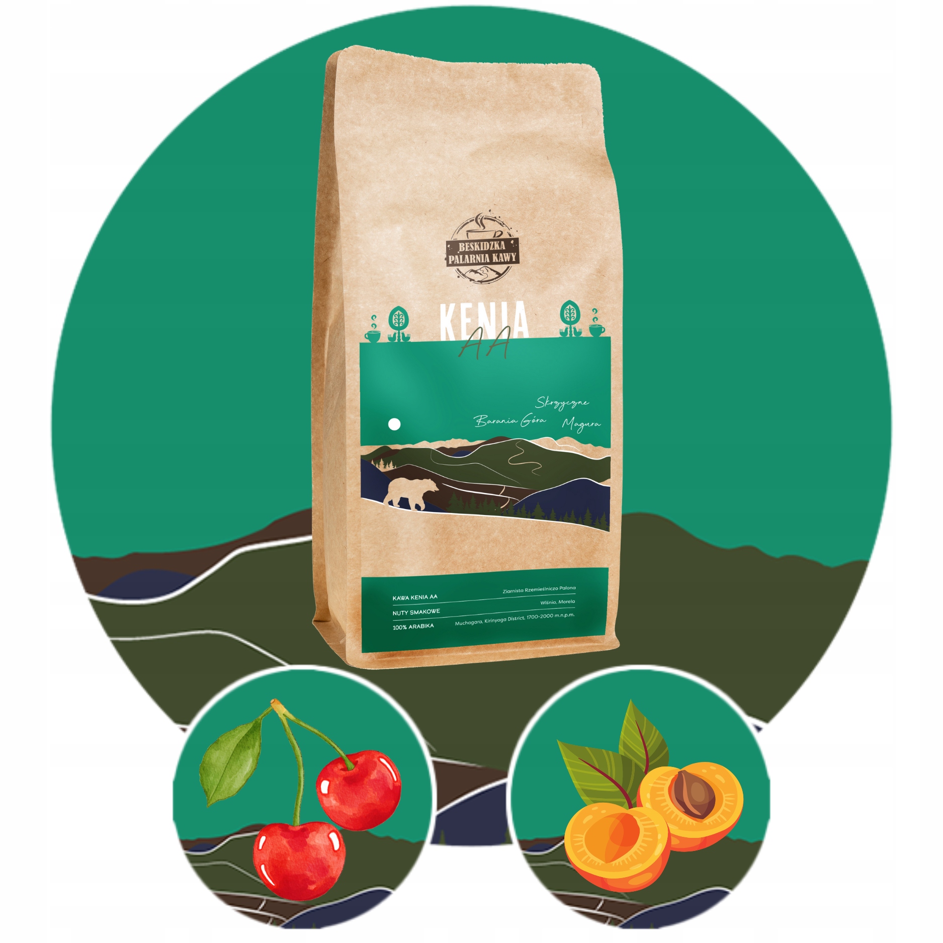 Świeżo Palona Kawa Ziarnista Kenia Aa 1Kg 100% Arabica Speciality - Beskidzka Palarnia Kawy ...