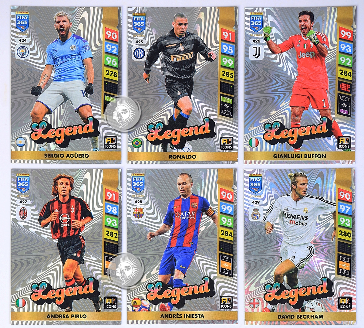 6 futbalových kariet KOMPLET ICONS LEGEND 2025 FIFA Ronaldo Beckham ...