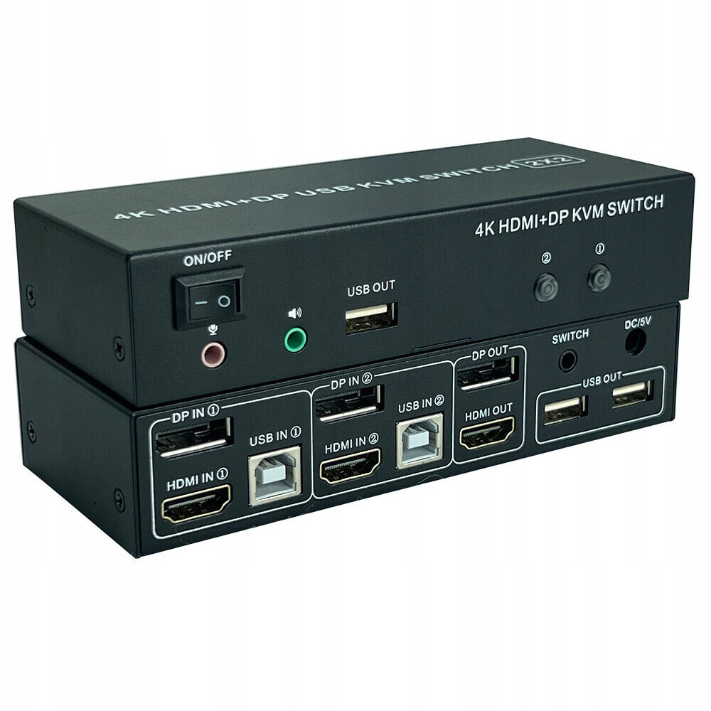 ADAPTER DISPLAYPORT HDMI KVM SWITCH DP USB KVM SWITCH BOX 2X2 4K 60HZ ...