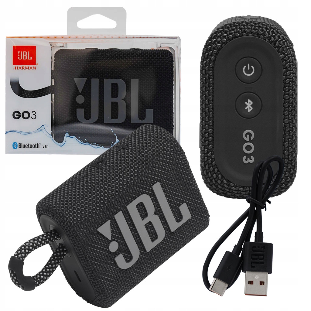 ORYGINALNY GŁOŚNIK JBL GO3 PRZENOŚNY WODOODPORNY BLUETOOTH CZARNY ...
