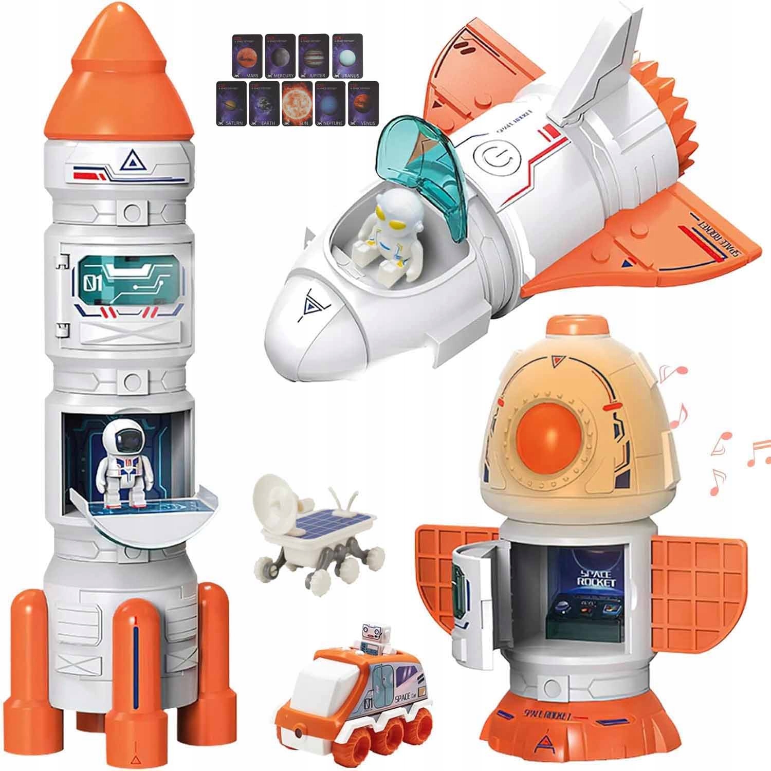 RAKIETA Z PROJEKTOREM PLANET ZESTAW KOSMICZNY STACJA ASTRONAUTA UFO ROBOT (0885659020285) • Cena ...