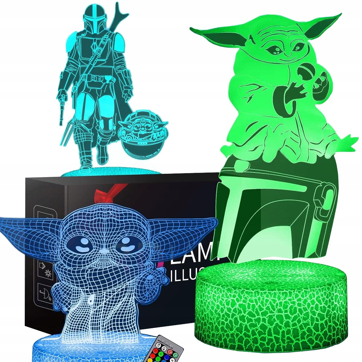 Lampka nocna LED RGB, Baby Yoda, 3 panele • Cena, Opinie • Lampki nocne ...