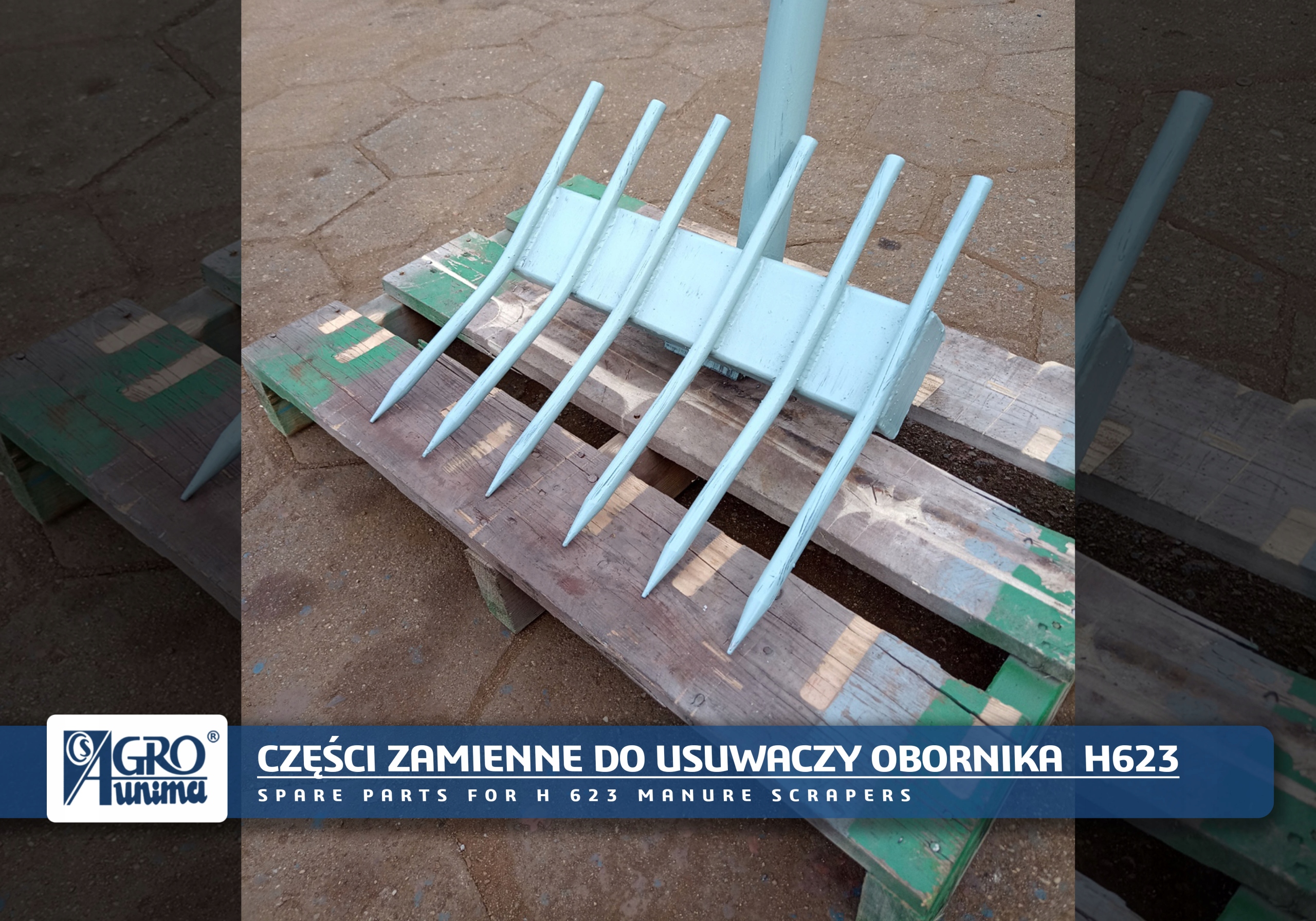 Widły do zgarniacza usuwacza obornika H623 Agrounima na kanał 51-70cm ...