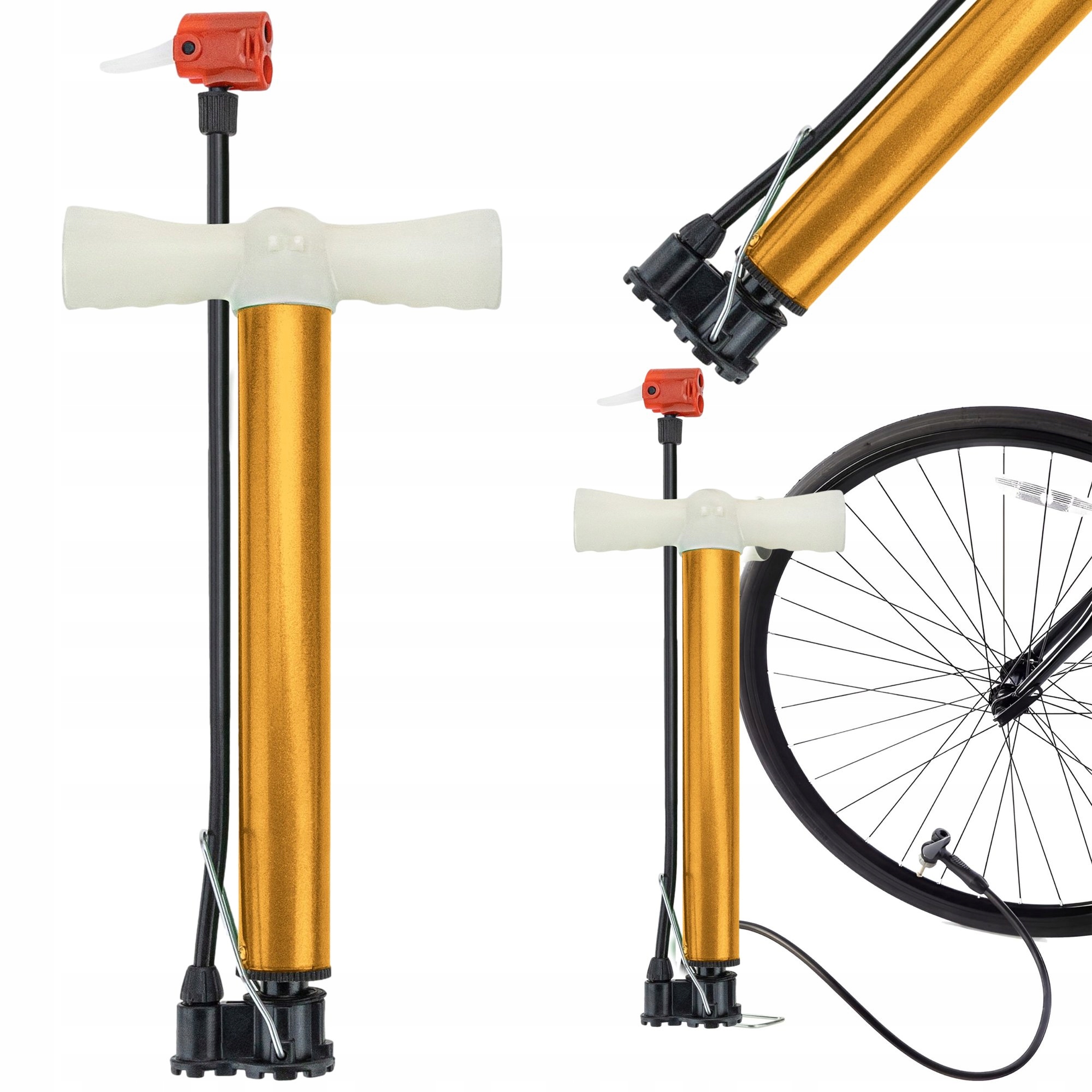 POMPKA ROWEROWA Z WĘŻYKIEM PODŁOGOWA NOŻNA ROWEROWA METALOWA DO ROWERU ...