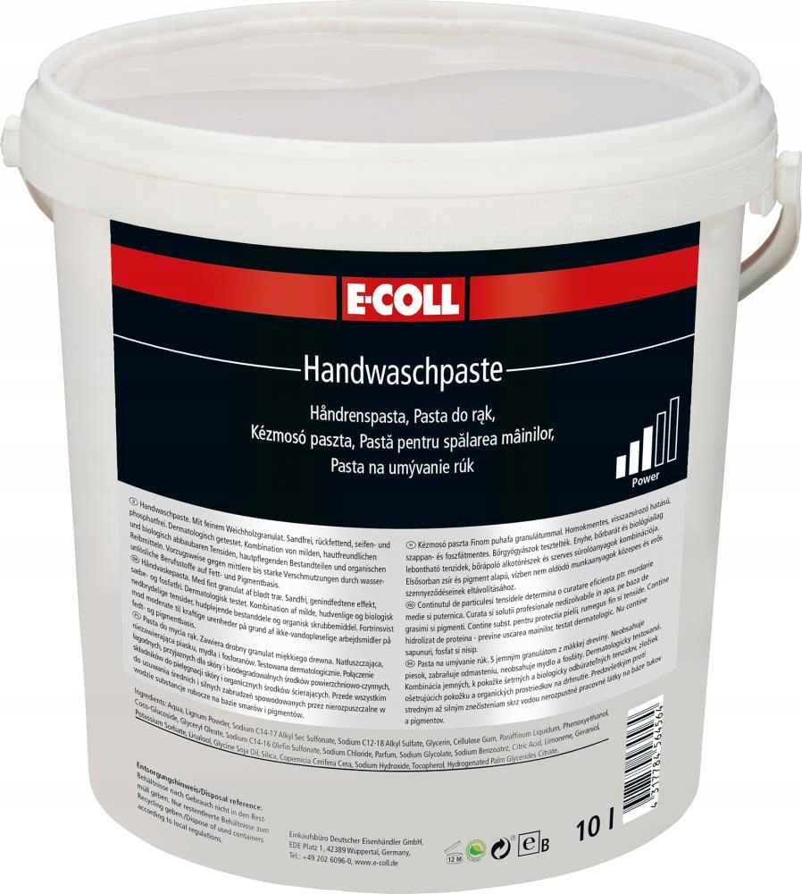 Pasta do mycia rąk 10L do silnych zabrudzeń E-COLL 4317784349741 za 127 ...