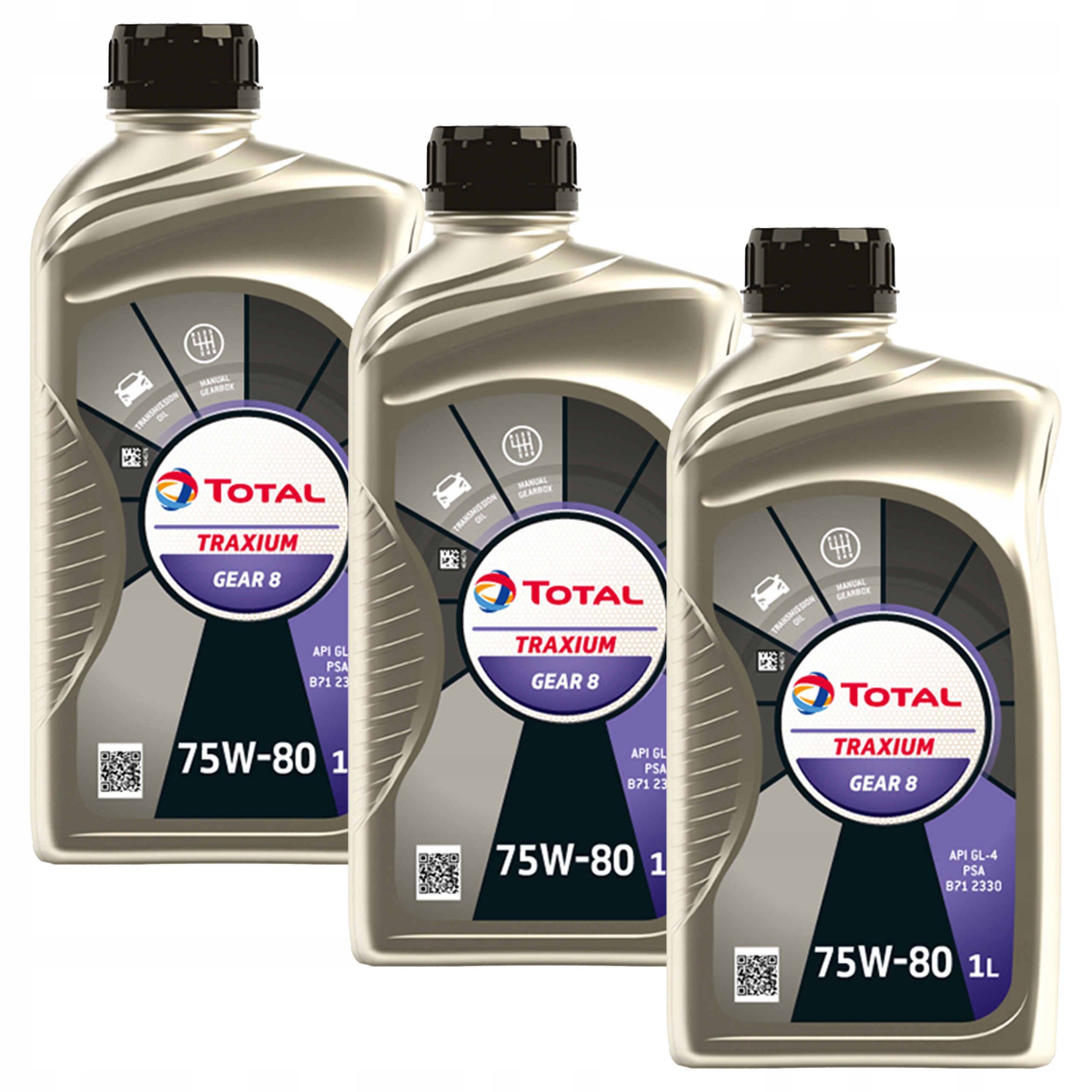 3x TOTAL TRAXIUM GEAR 8 BV 75W80 API GL-4 PSA 1L 3425901110516 za 144 ...