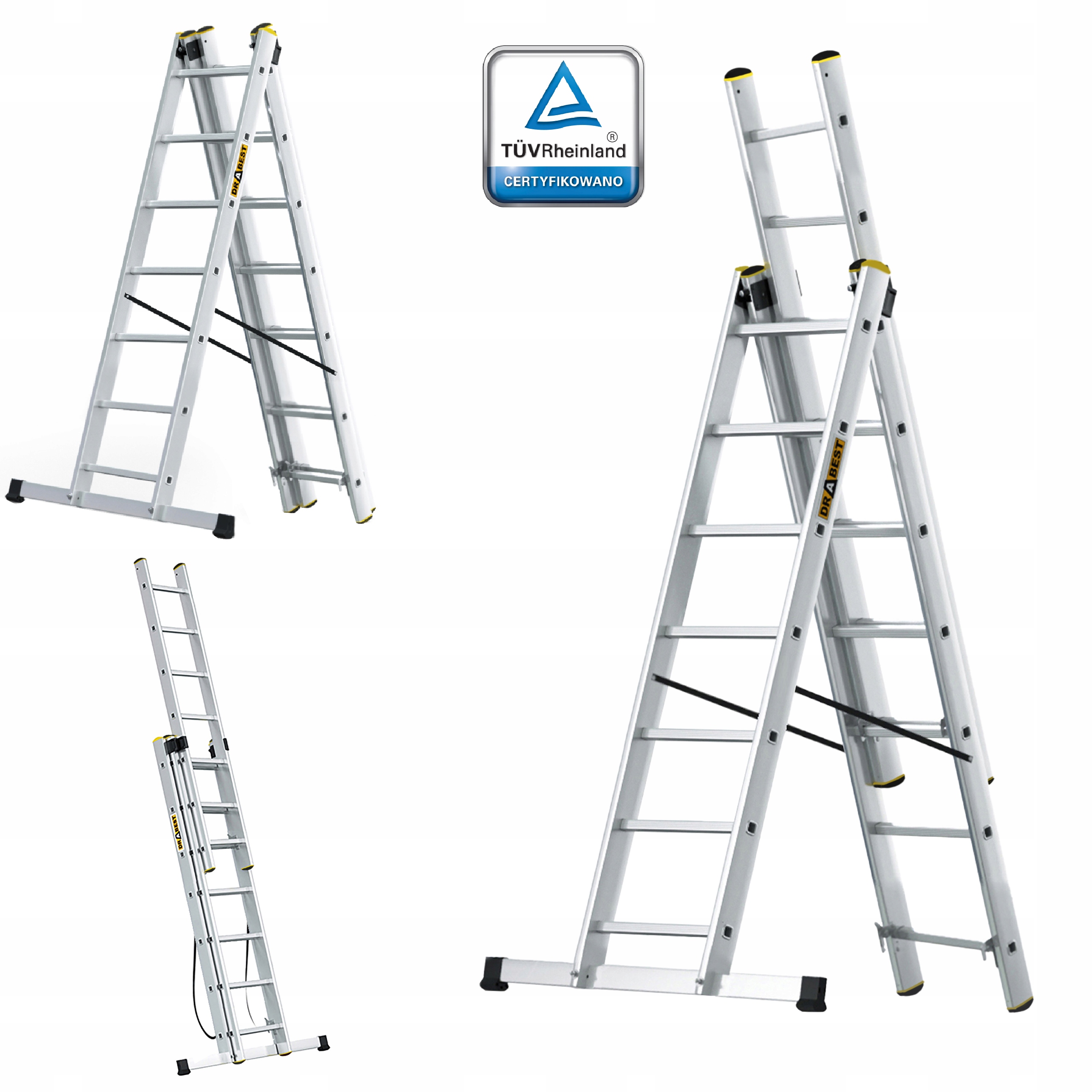 Žebřík 3x7 stupňů DRABEST PRO 150 kg za 3500.00CZK - Allegro