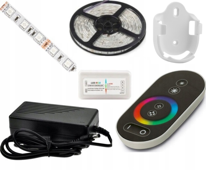 ZESTAW 7m TASMA LED RGB 5050 PILOT DOTYKOWY ZASIL (5907195400668 ...